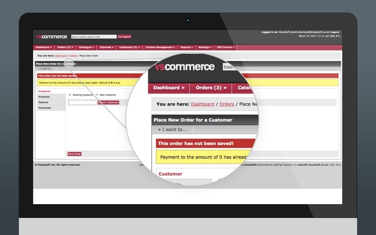 Offline Order Screen - Visualsoft eCommerce